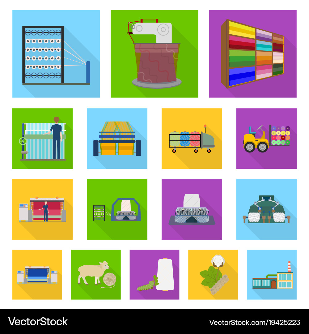 Textile industry flat icons in set collection Vector Image