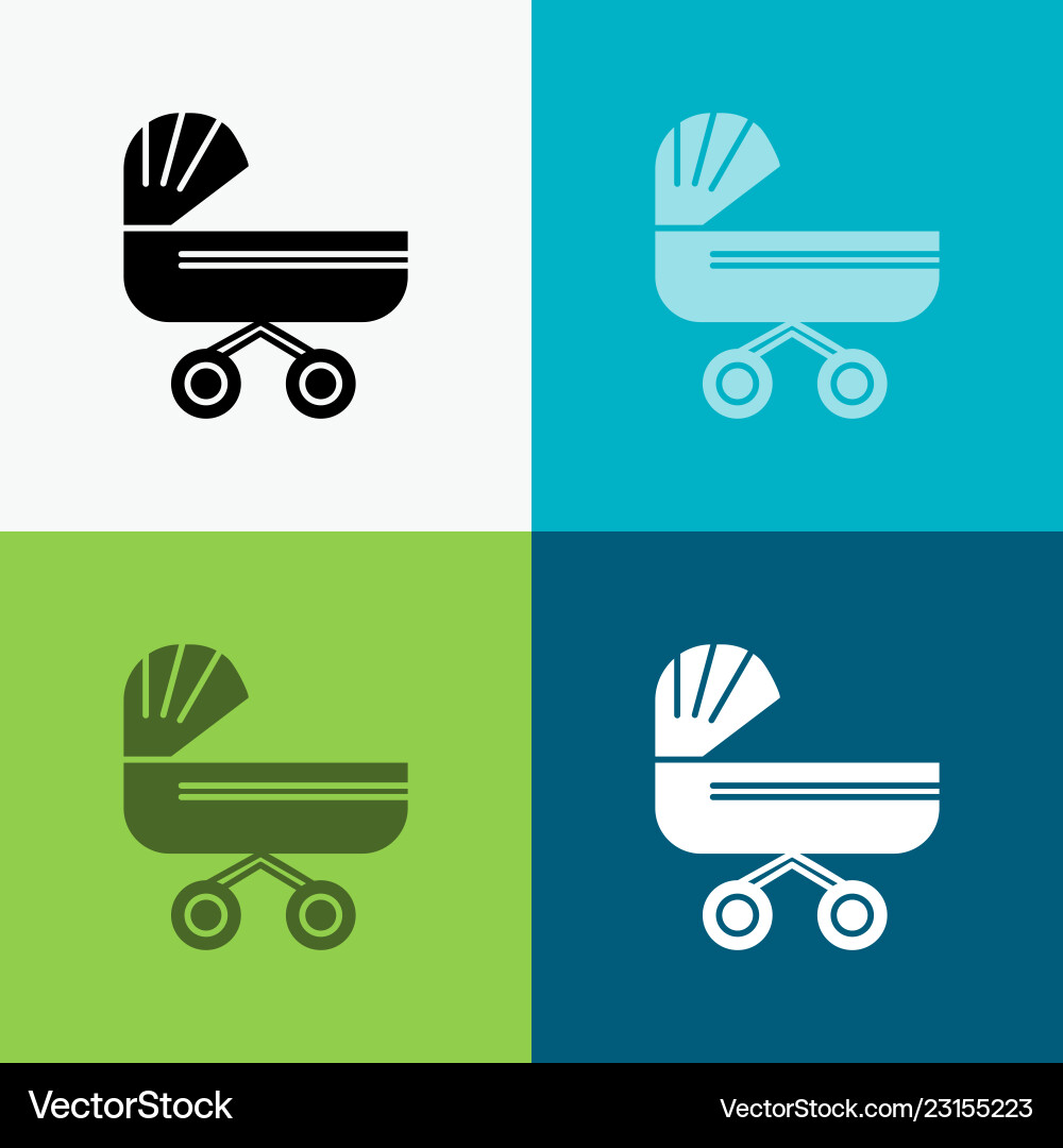 Trolly baby kids push stroller icon over various Vector Image