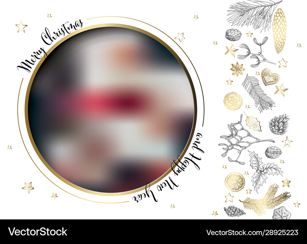 Vintage hand drawn christmas card frame Royalty Free Vector