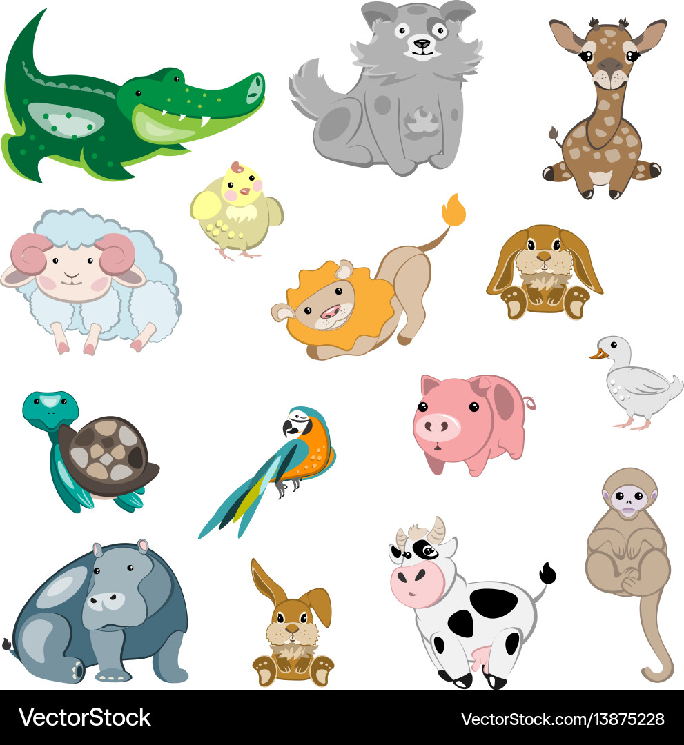 Animals set Royalty Free Vector Image - VectorStock