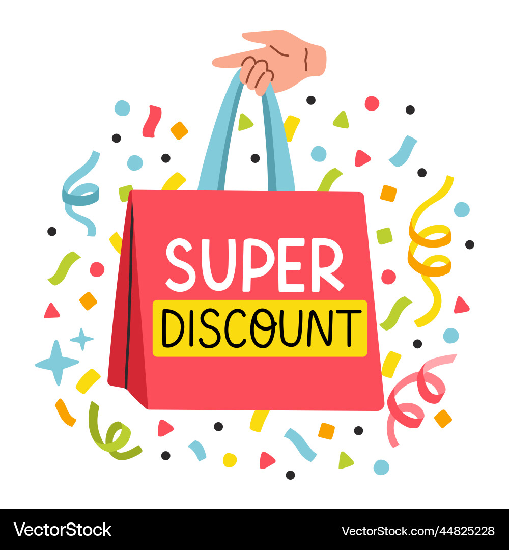 Banner with package super discount promotion Vector Image