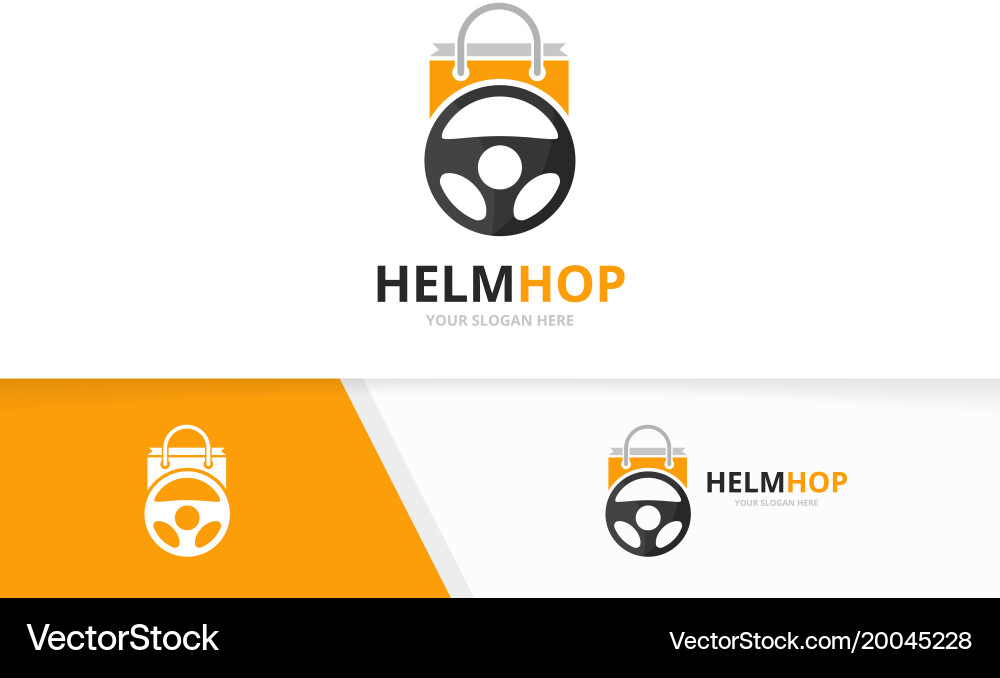 Car helm and shop logo combination Royalty Free Vector Image