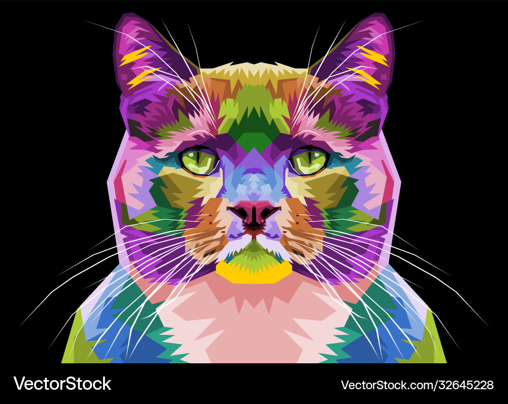 Colorful cat on pop art style Royalty Free Vector Image