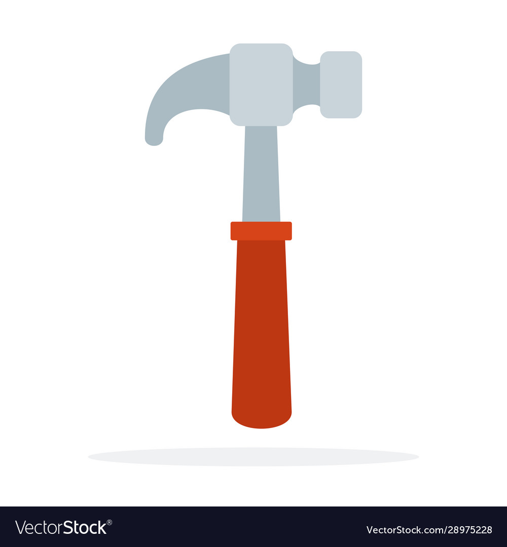 Construction hammer vertically flat isolated Vector Image