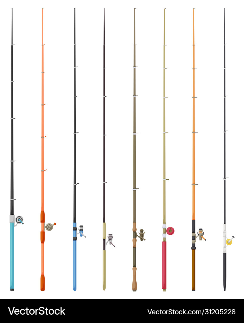 Fishing rod cartoon set icon Royalty Free Vector Image