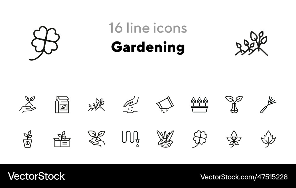 Gardening line icon set Royalty Free Vector Image