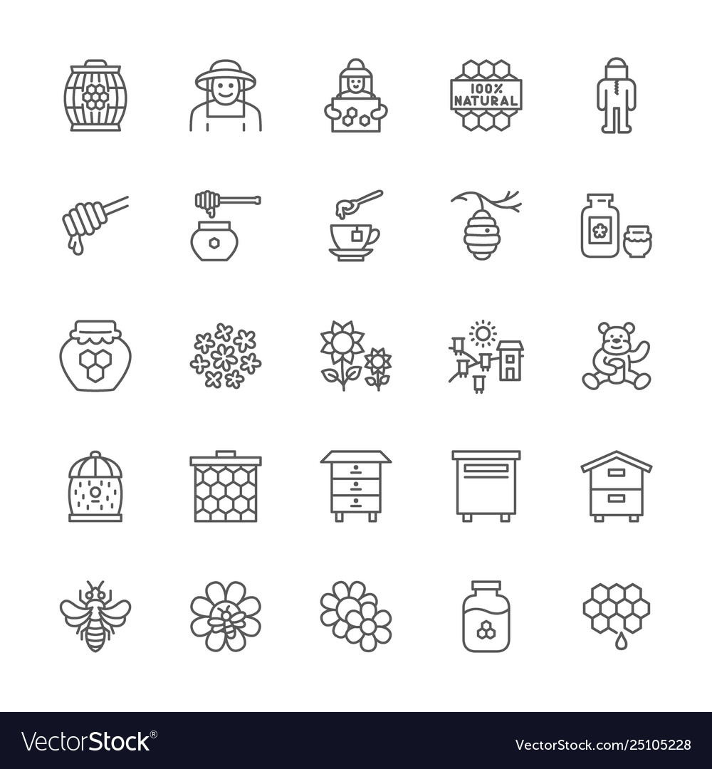 Honey & Beekeeping Icons Royalty Free Vector Image
