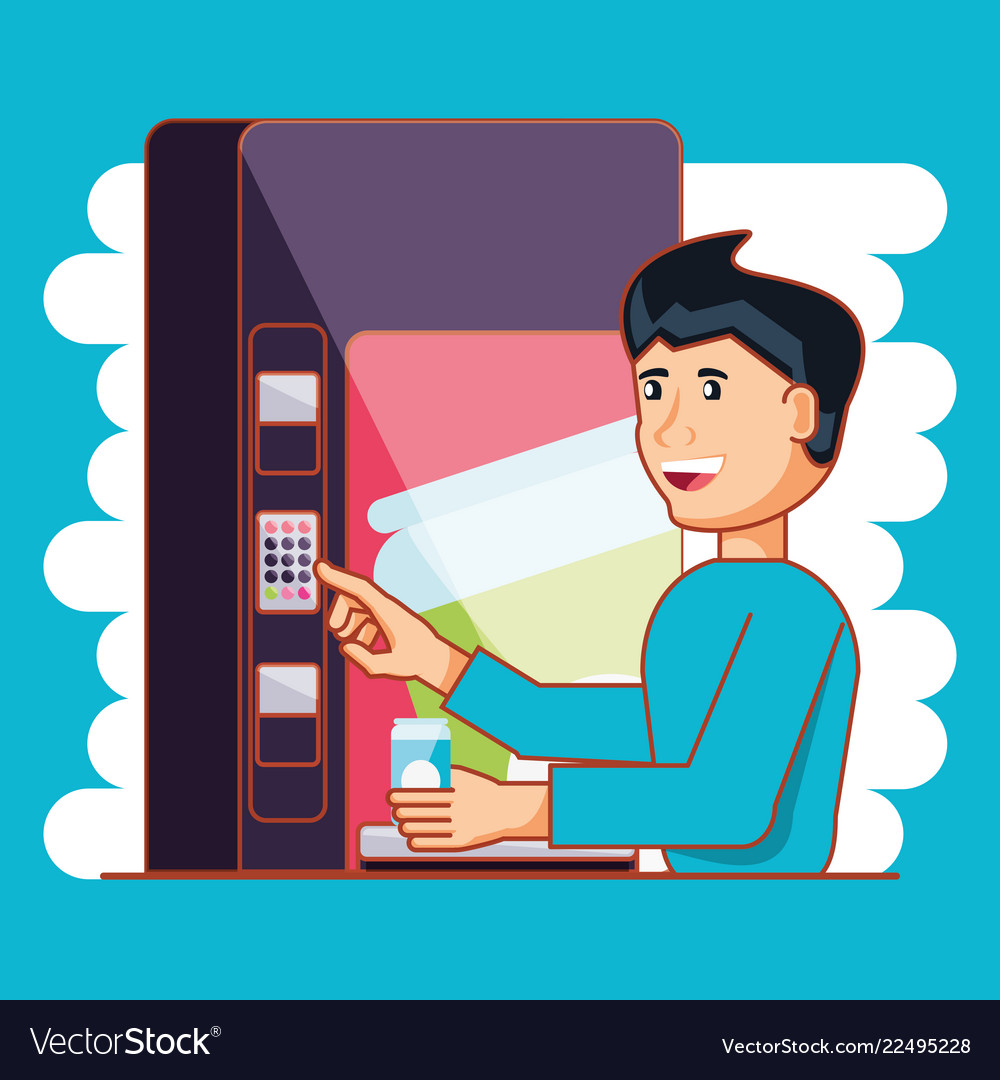 Man using dispenser machine electronic Royalty Free Vector