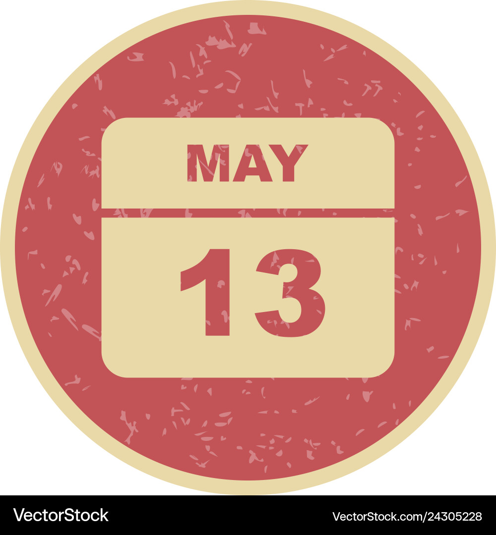 May 13th date on a single day calendar Royalty Free Vector