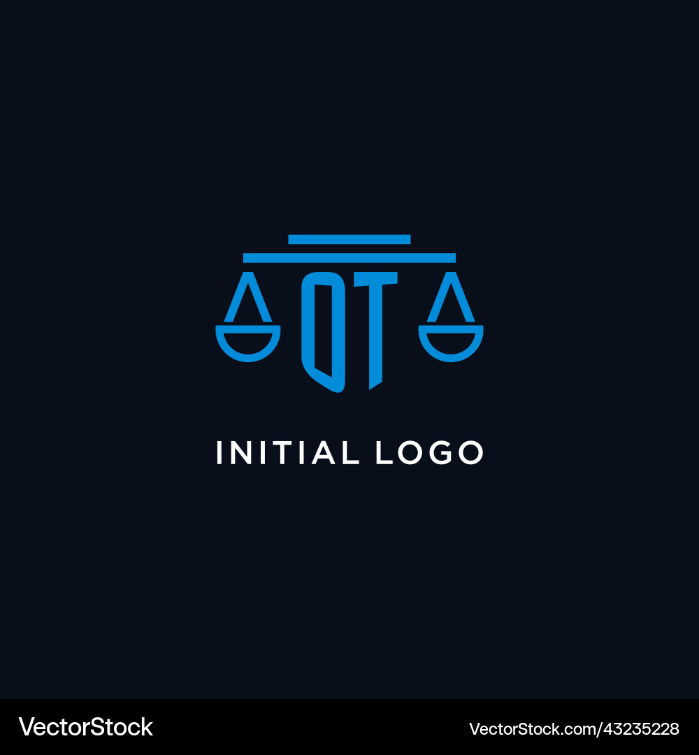 Ot monogram initial logo with scales of justice Vector Image