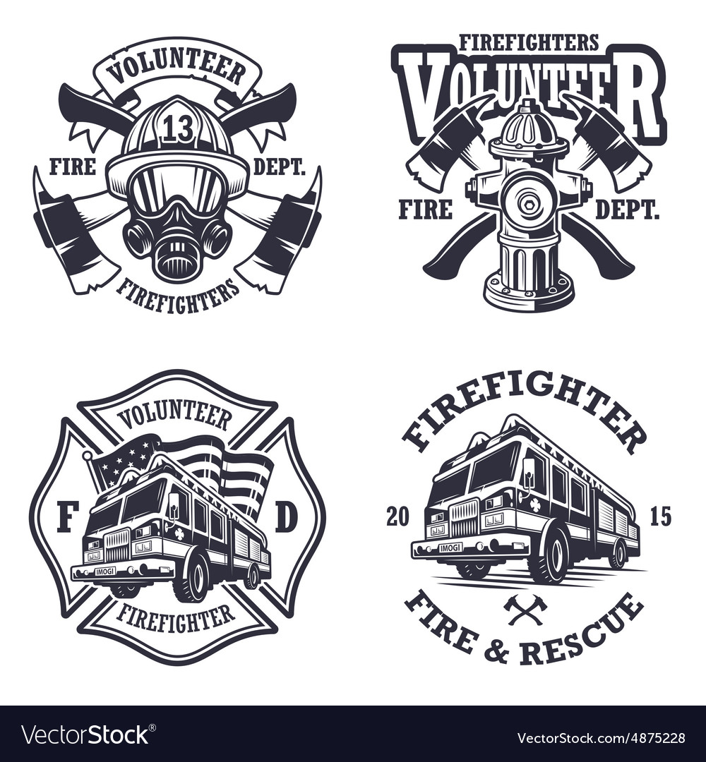Set firefighter emblems Royalty Free Vector Image