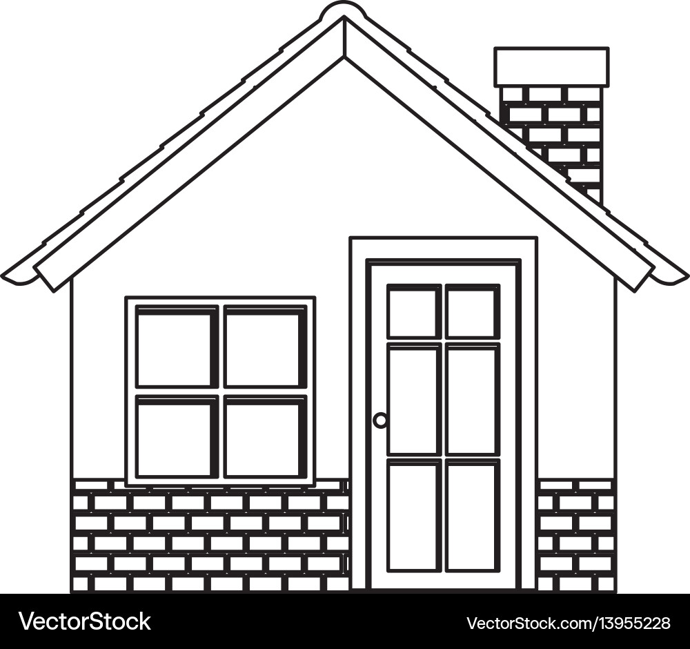 Silhouette facade village with half brick wall Vector Image