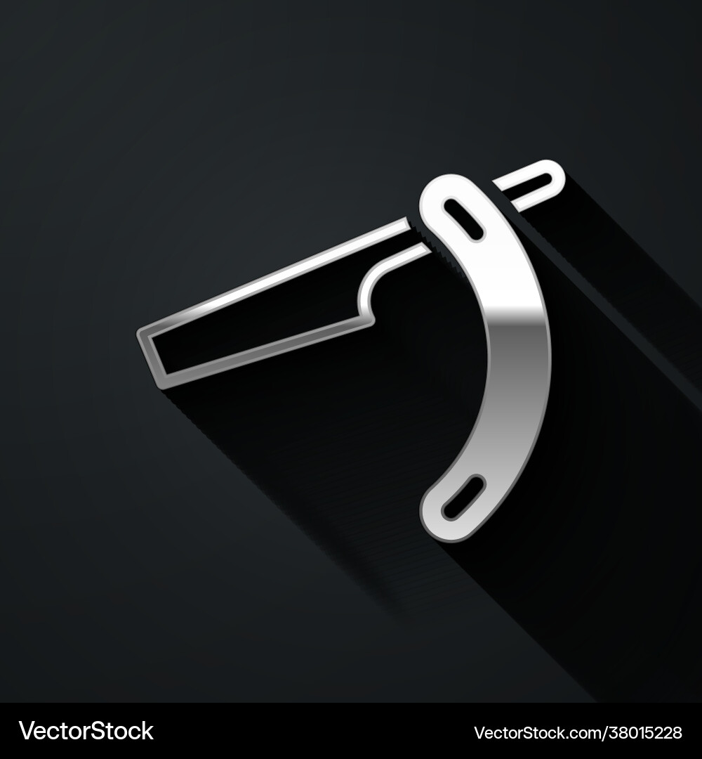 Silver straight razor icon isolated on black Vector Image