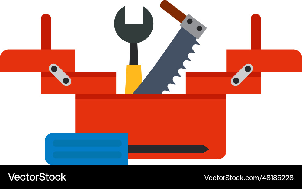 Toolbox with wrench screwdriver and saw icon Vector Image