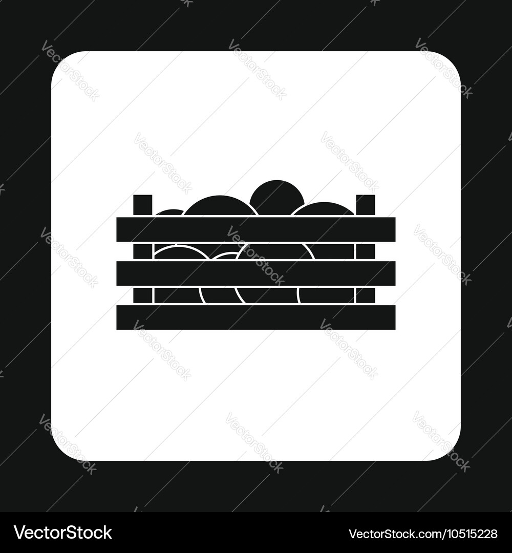 Wooden crate with vegetables icon simple style Vector Image