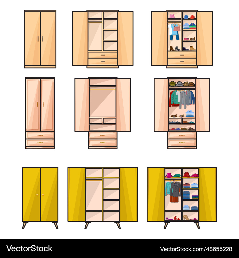 Wooden cupboard isolated color icon Royalty Free Vector