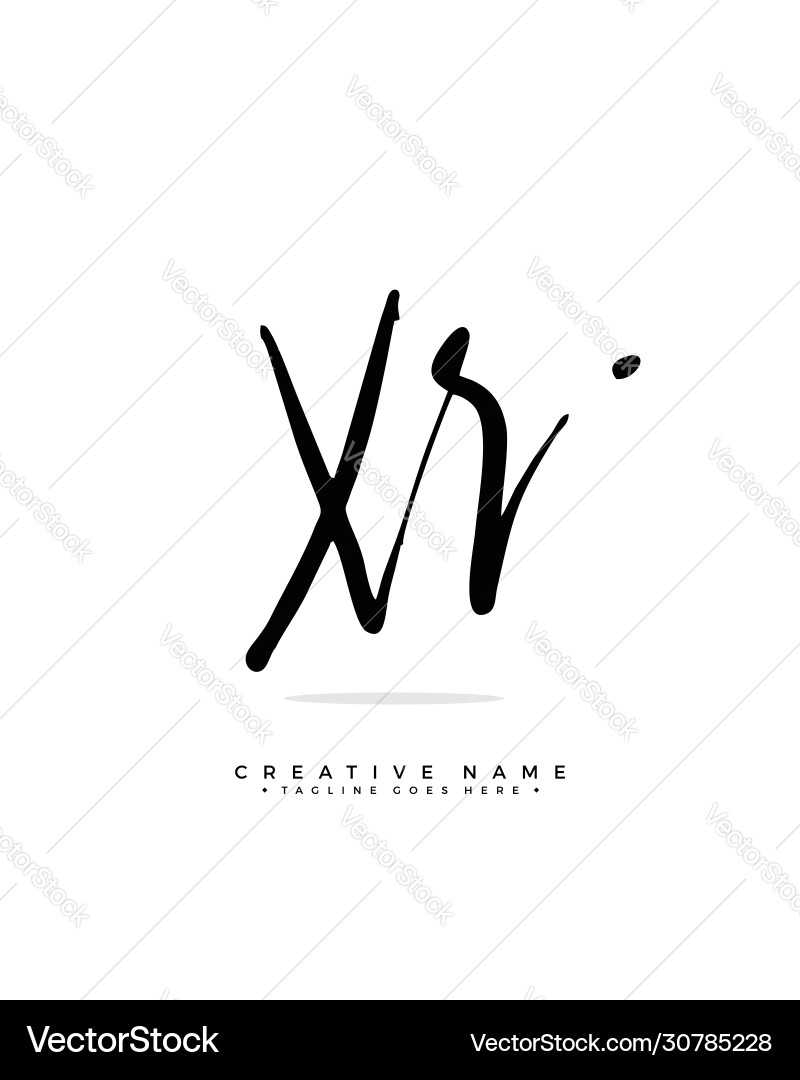 X r xr initial logo signature handwriting Vector Image