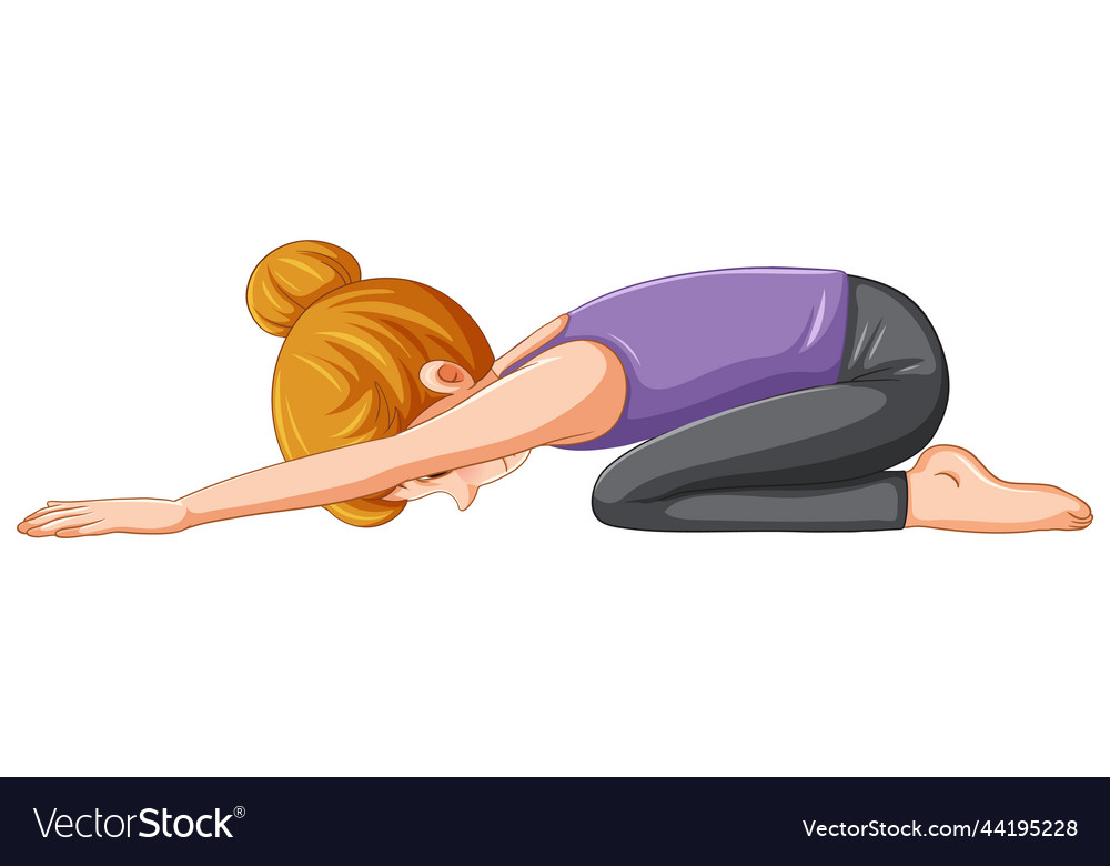 Yoga child pose cartoon character Royalty Free Vector Image Yoga child pose cartoon character Royalty Free Vector Image