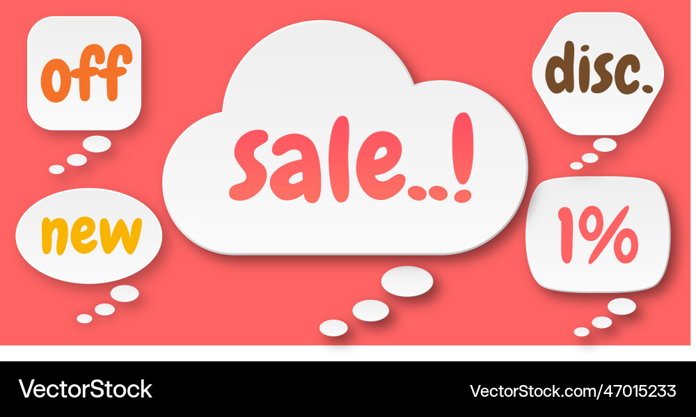 1 sale discount chat cloud promotion template Vector Image