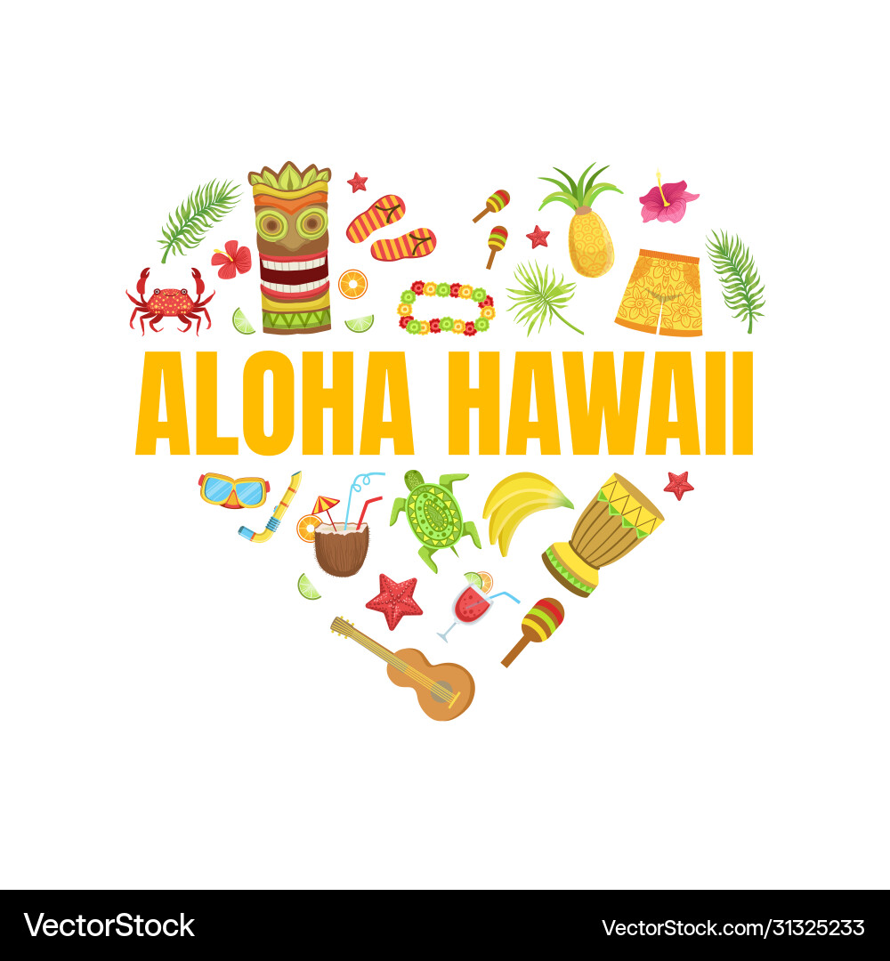 Aloha hawaii travel banner template Royalty Free Vector