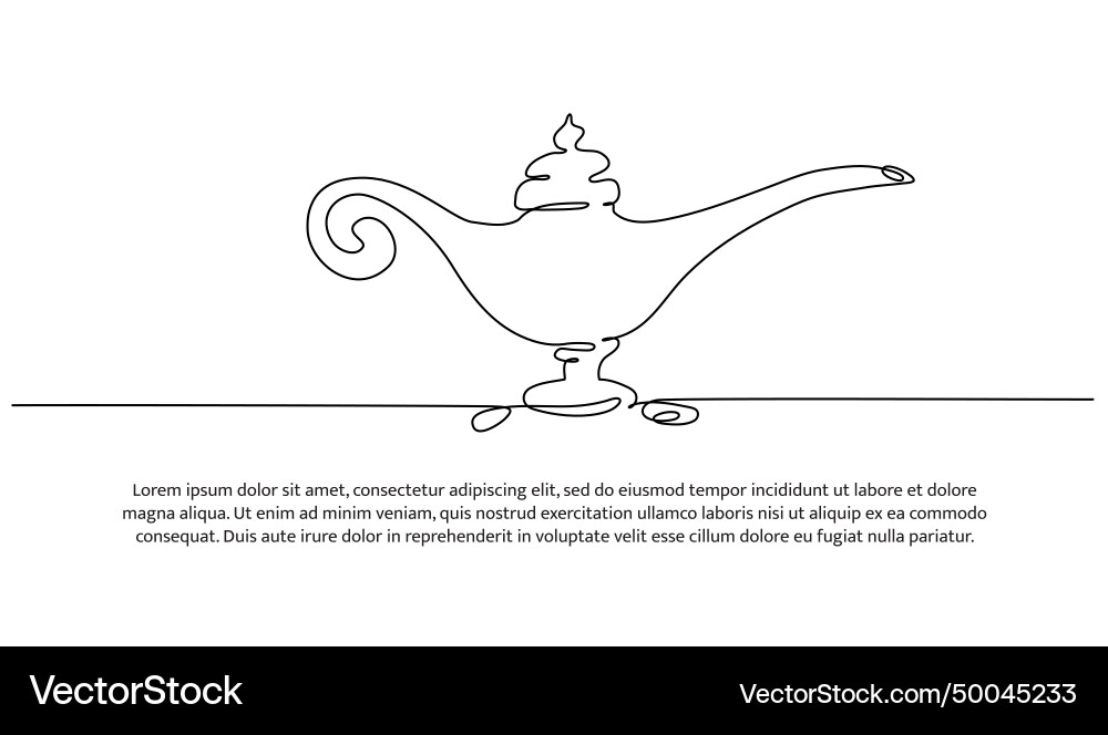 Continuous line design of aladdin magic teapot Vector Image