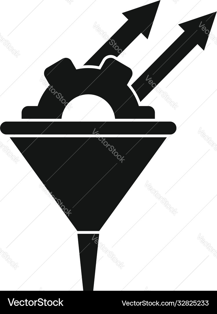 Conversion rate gear funnel icon simple style Vector Image