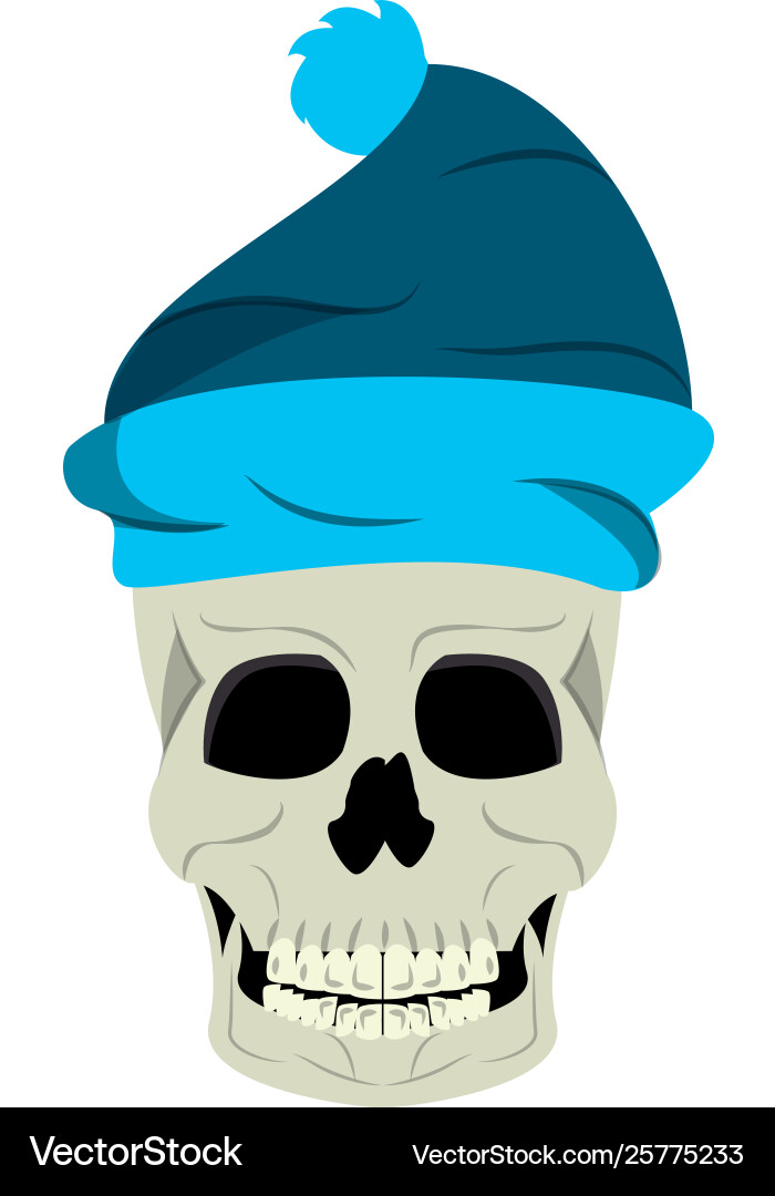 Cool skull with winter hat cartoon isolated Vector Image