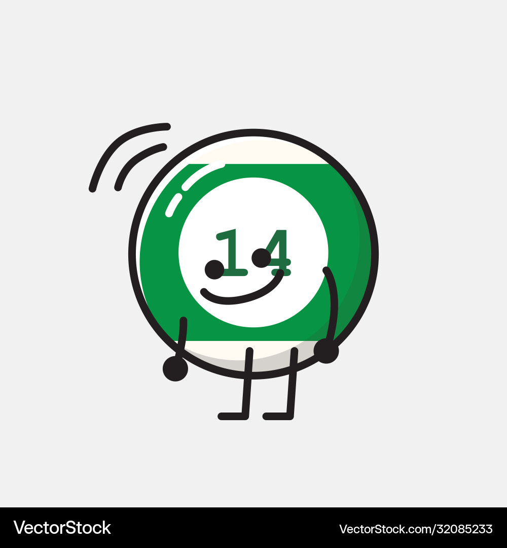 Cute billiard ball mascot character in flat Vector Image