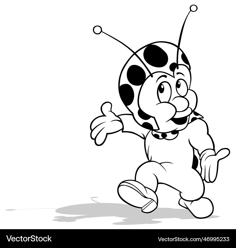 Drawing of a ladybug with open arms Royalty Free Vector