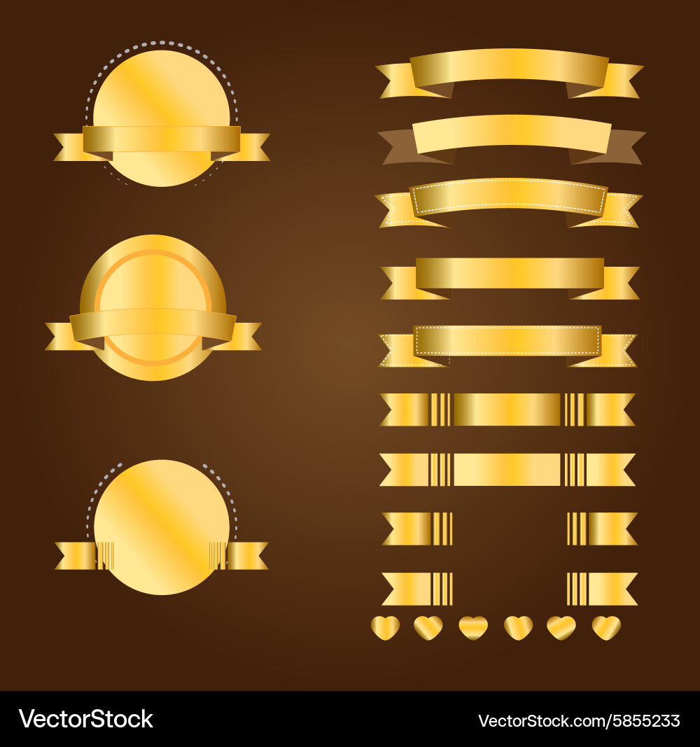 Gold banner and ribbon Royalty Free Vector Image