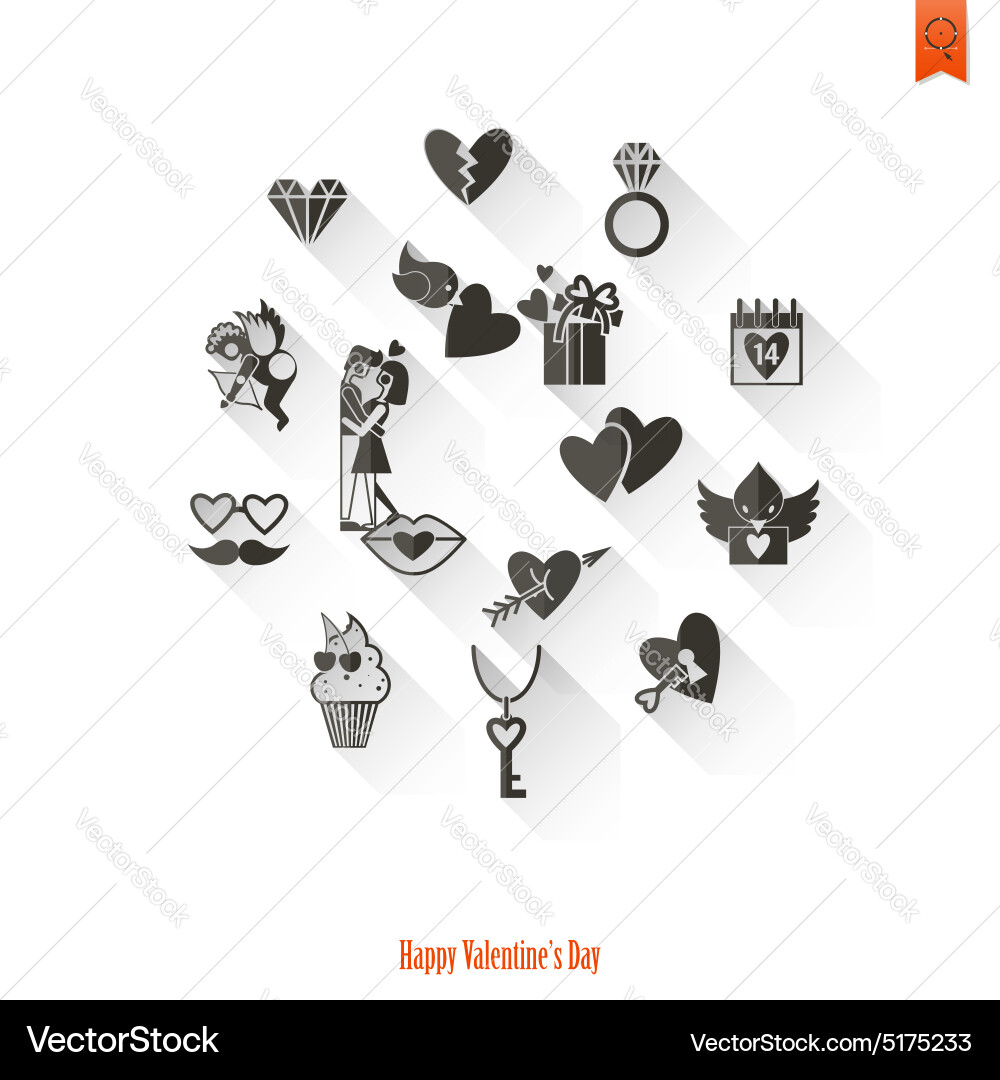 Happy valentines day icons Royalty Free Vector Image