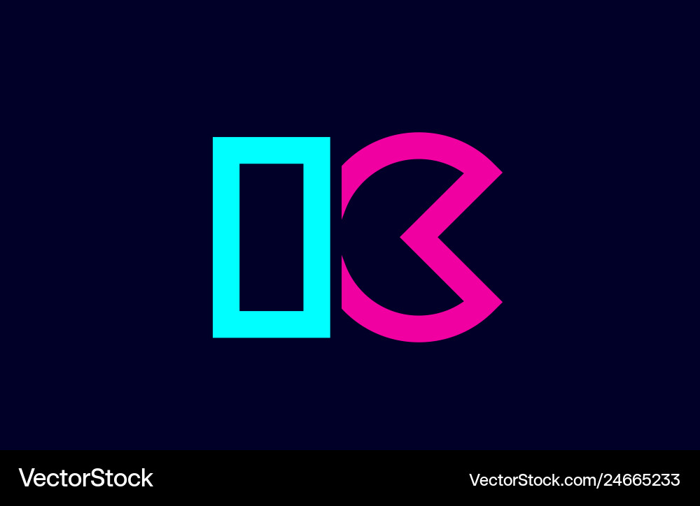 Ic i c blue pink colorful alphabet Royalty Free Vector Image