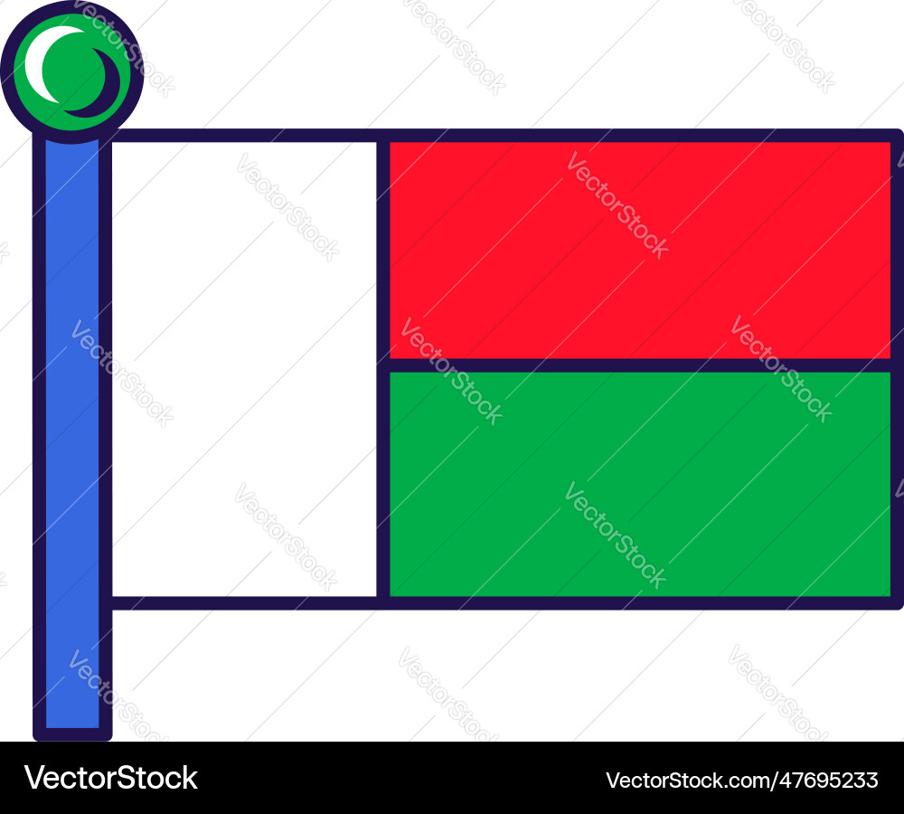 Madagascar republic nation flag on flagpole Vector Image