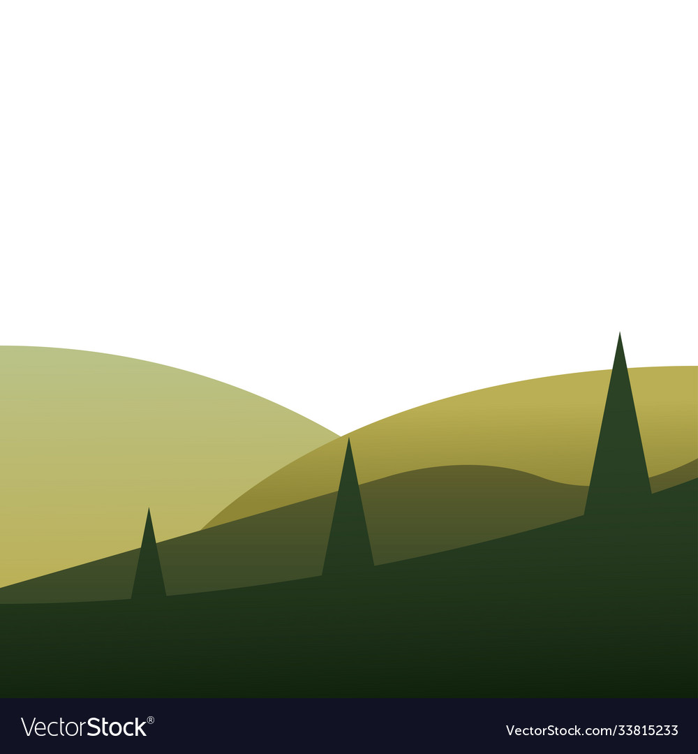 Pine trees in front mountain landscape Royalty Free Vector