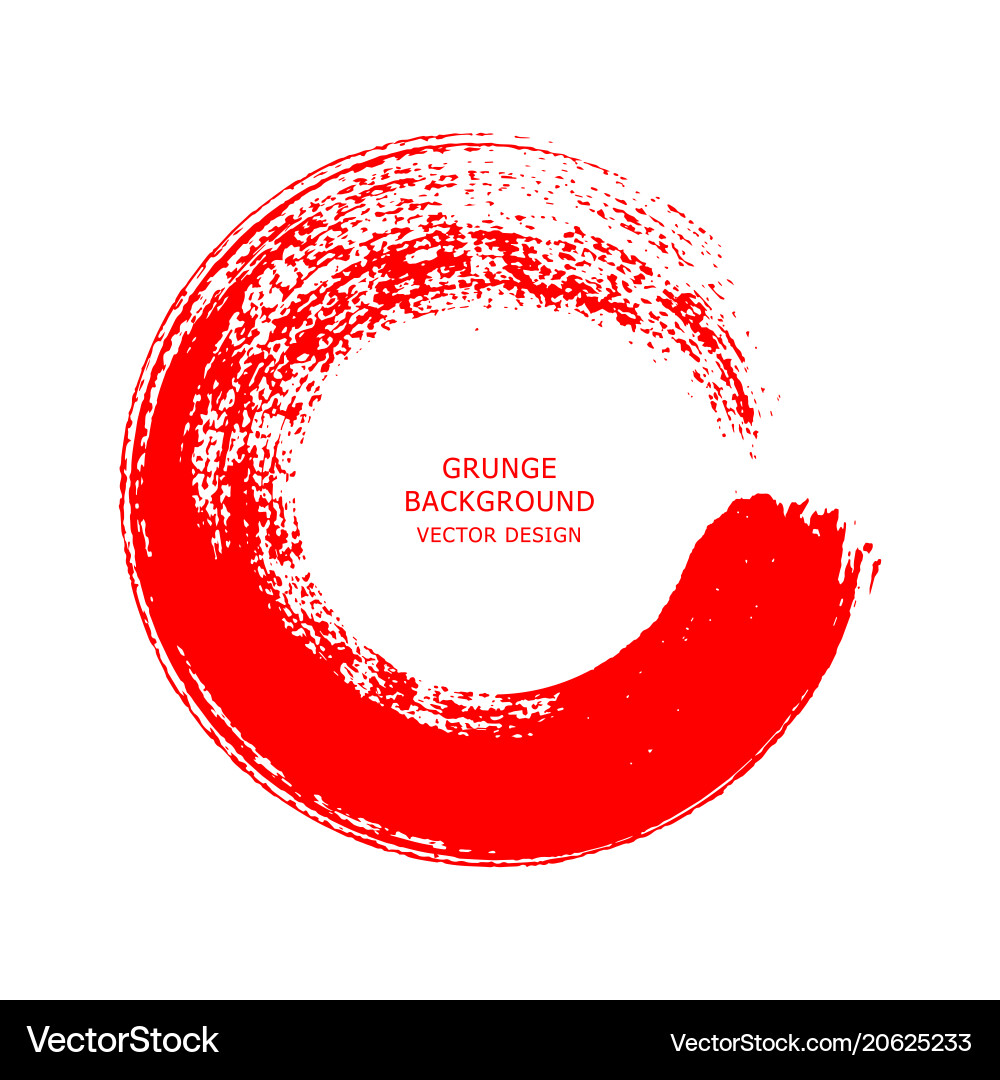 Red ink round brush stroke on white background Vector Image
