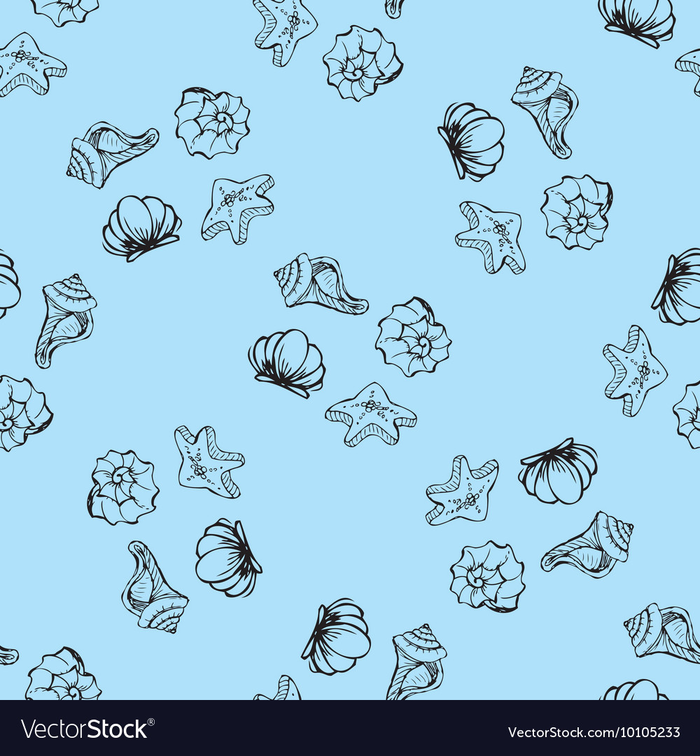 Sea shell seamless pattern Royalty Free Vector Image