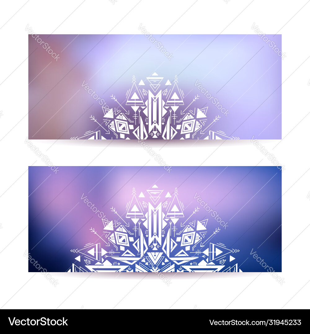 Set horizontal cards with tribal decoration Vector Image
