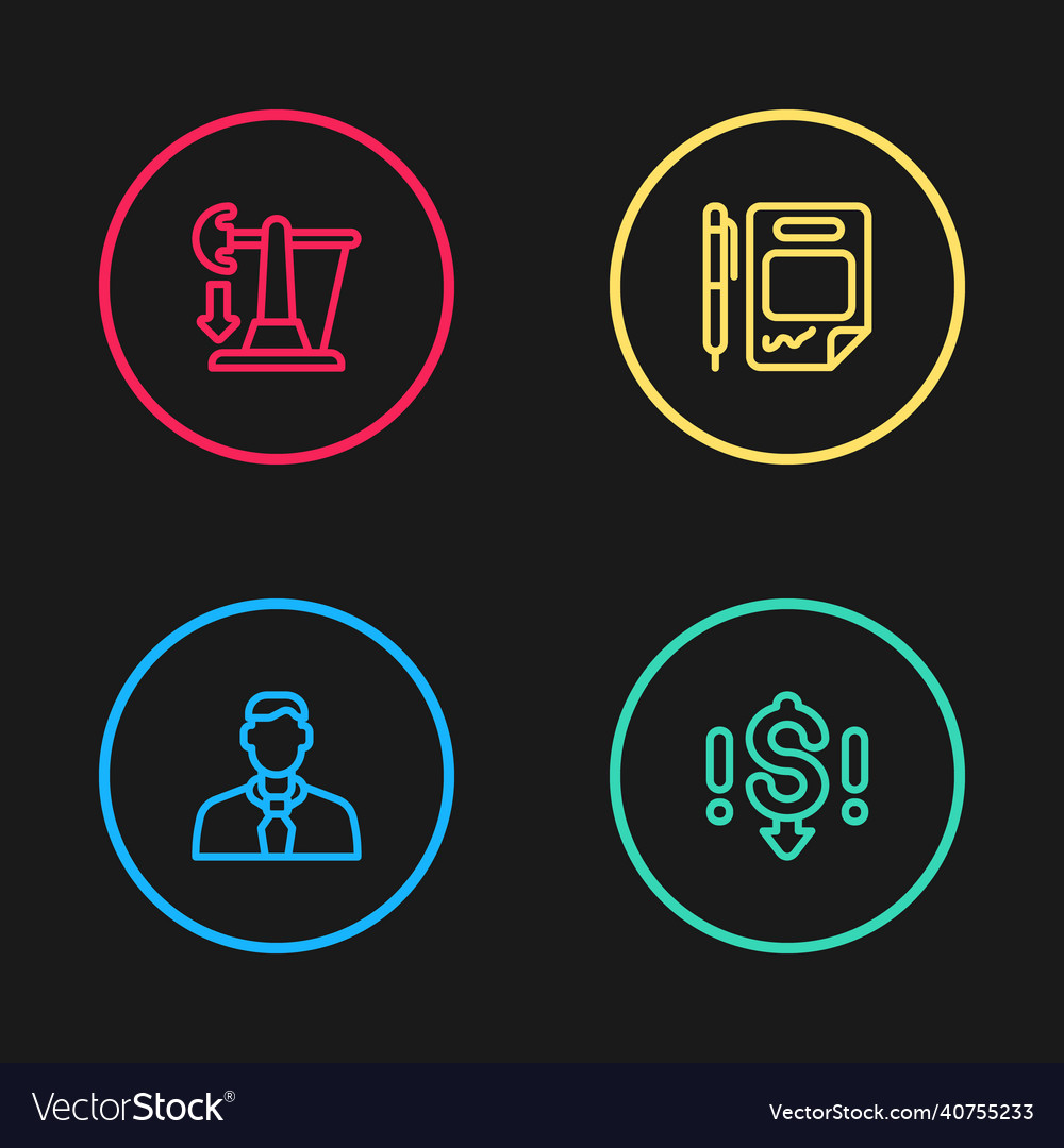 Set line worker dollar rate decrease contract Vector Image