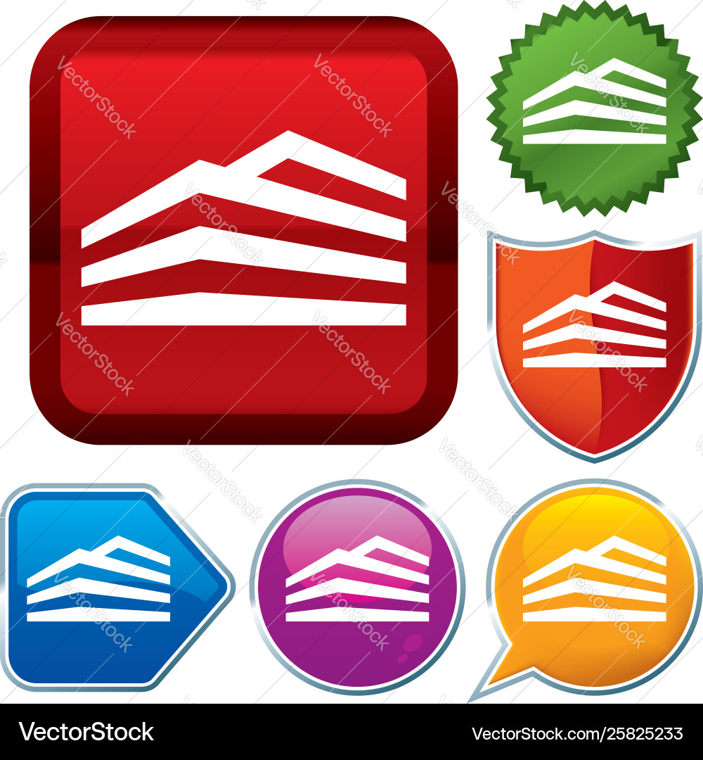 Set shiny icon series on buttons building Vector Image