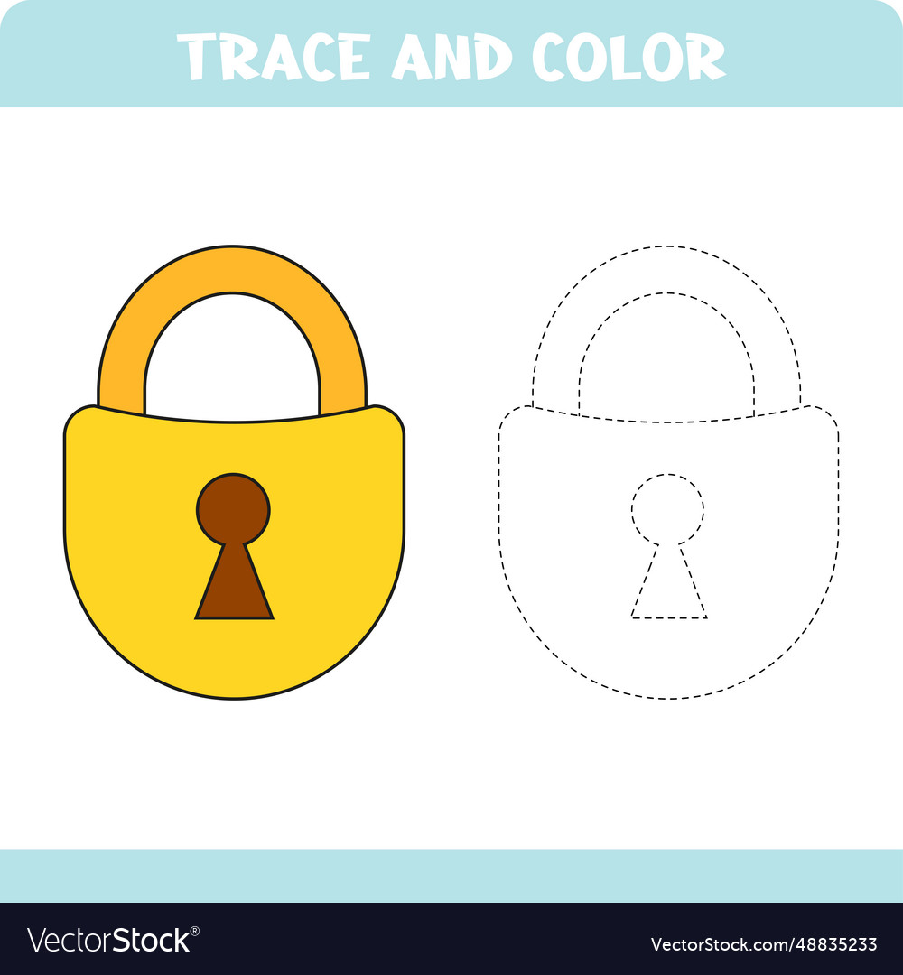 Trace and color educational page for preschool Vector Image