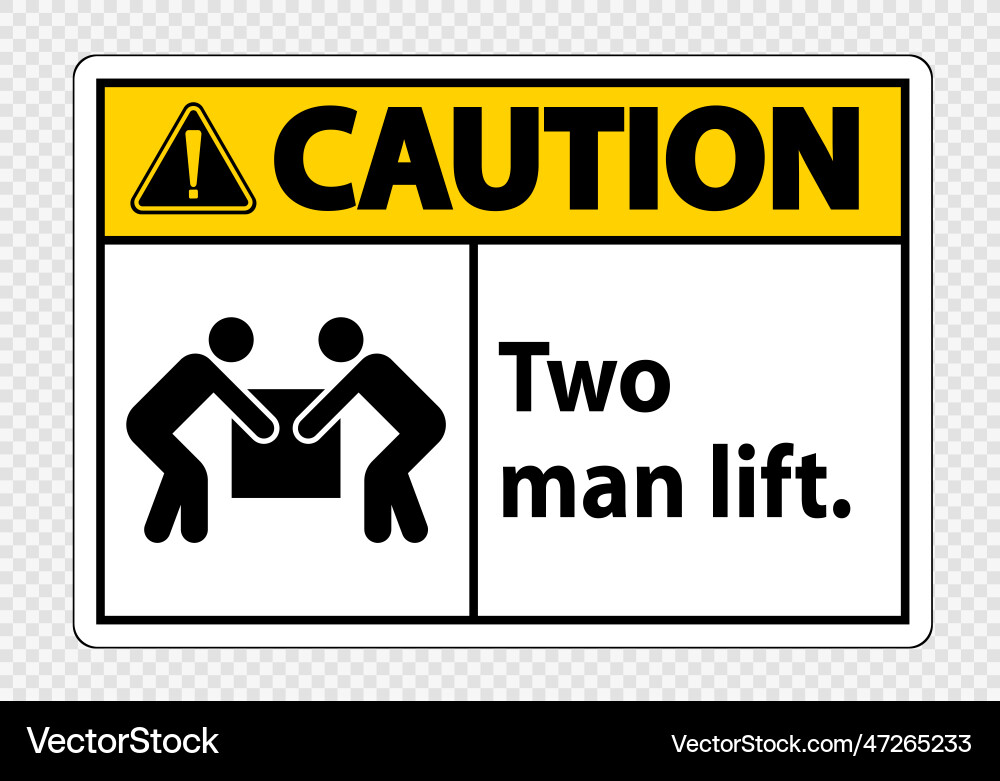 Two man lift symbol sign isolate on transparent Vector Image