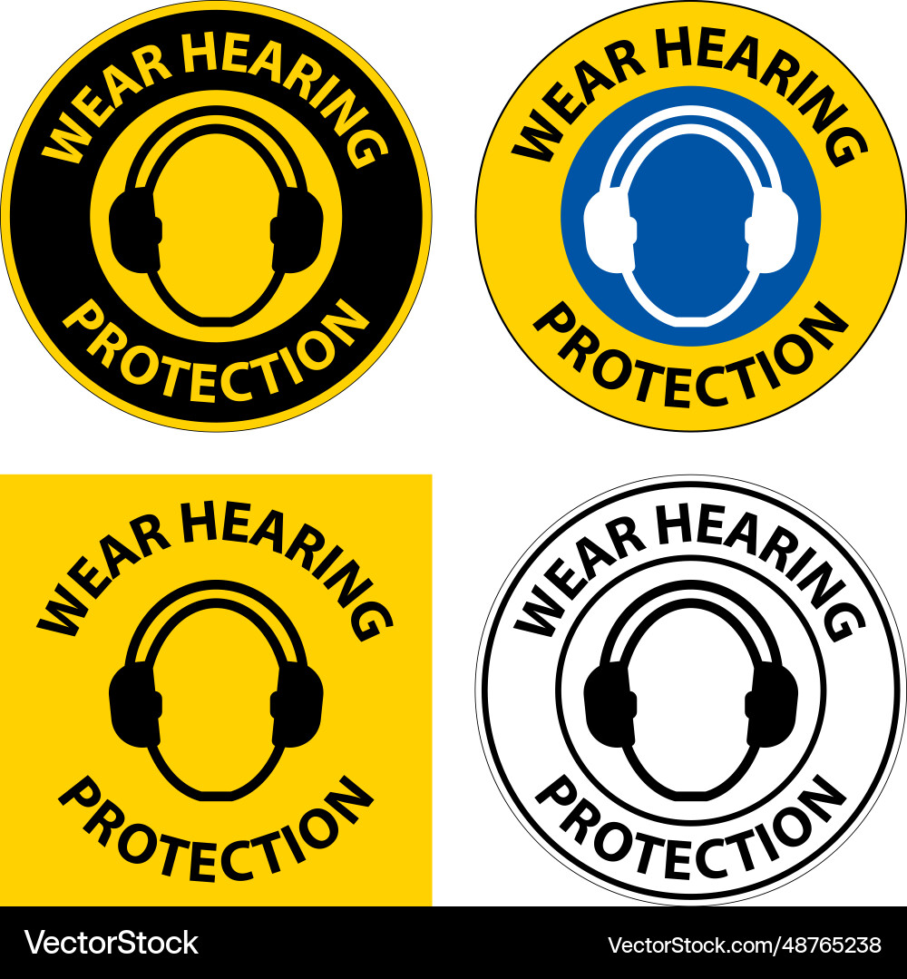 Caution wear hearing protection on transparent Vector Image