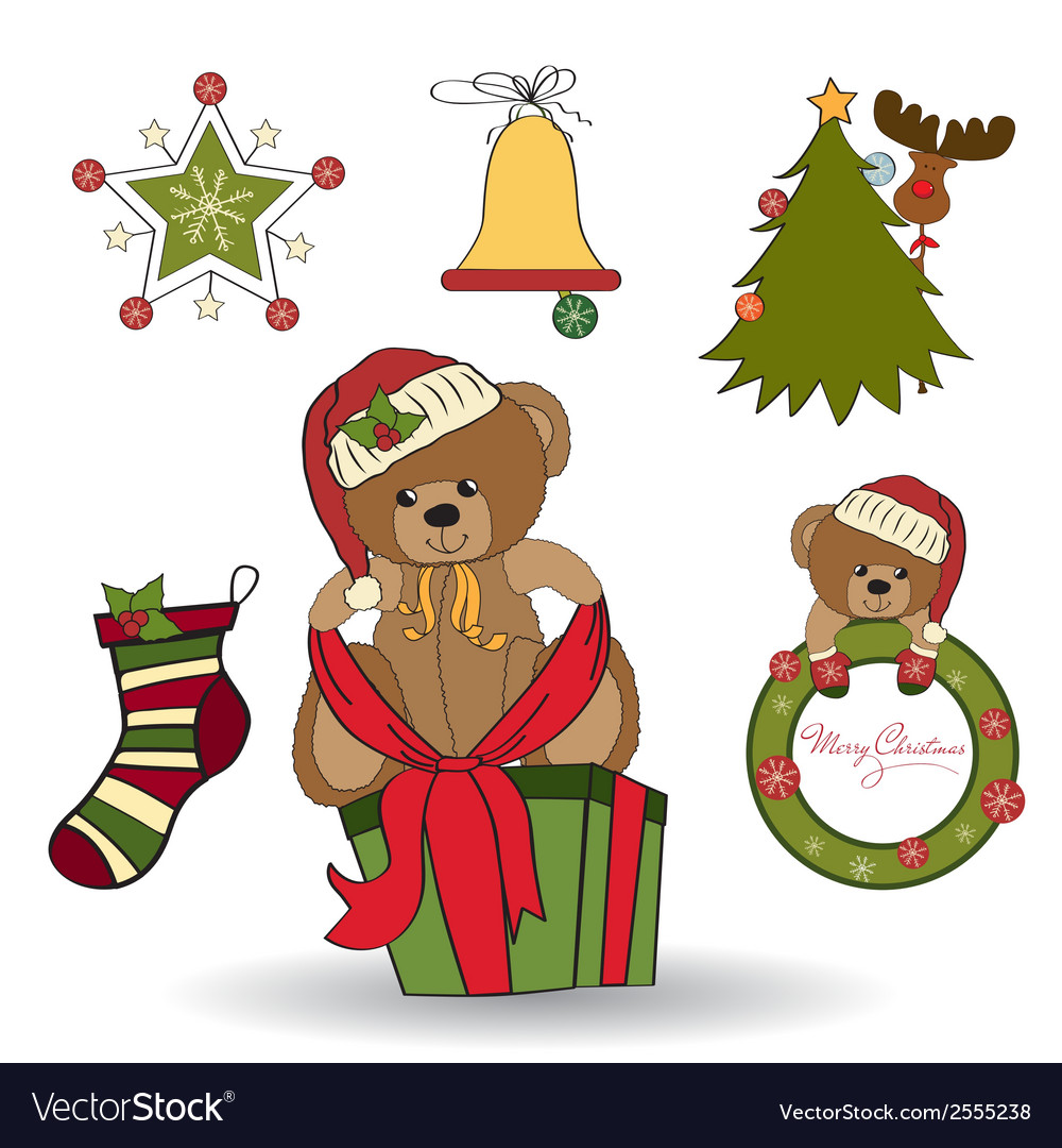 Christmas decoration elements set Royalty Free Vector Image
