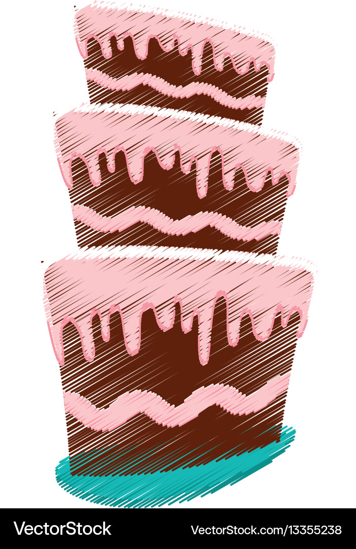 Drawing cake pastry sweet cream Royalty Free Vector Image