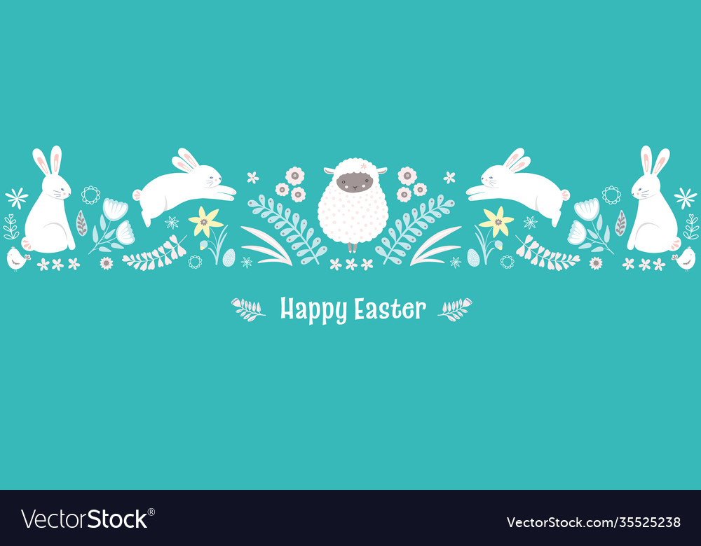 Easter pattern cute springtime holiday border Vector Image