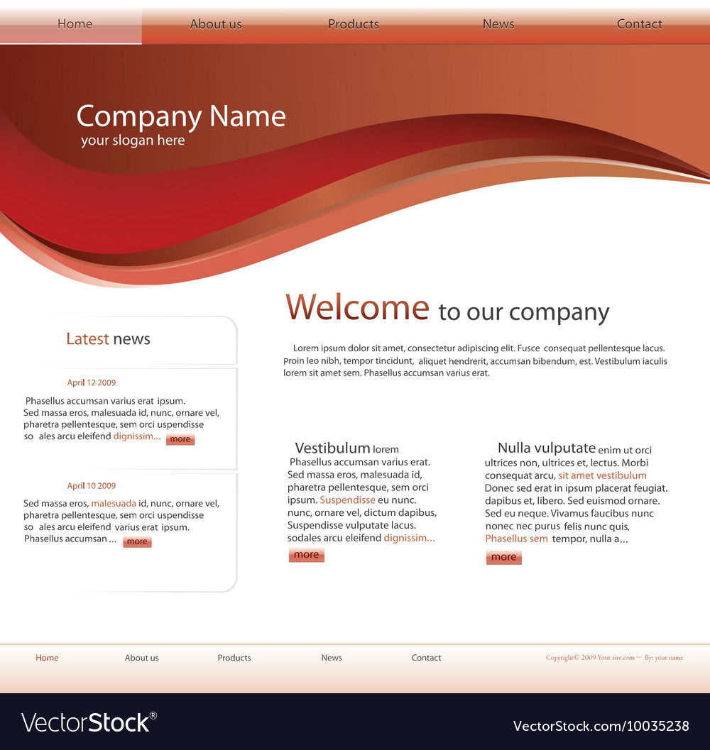 Editable website template Royalty Free Vector Image