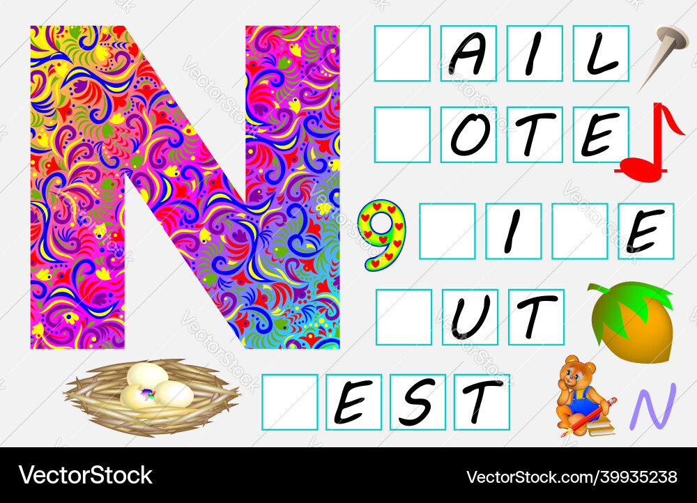 Educational page for children with letters Vector Image