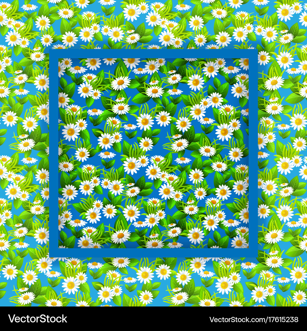 Floral seasonal blue frame Royalty Free Vector Image