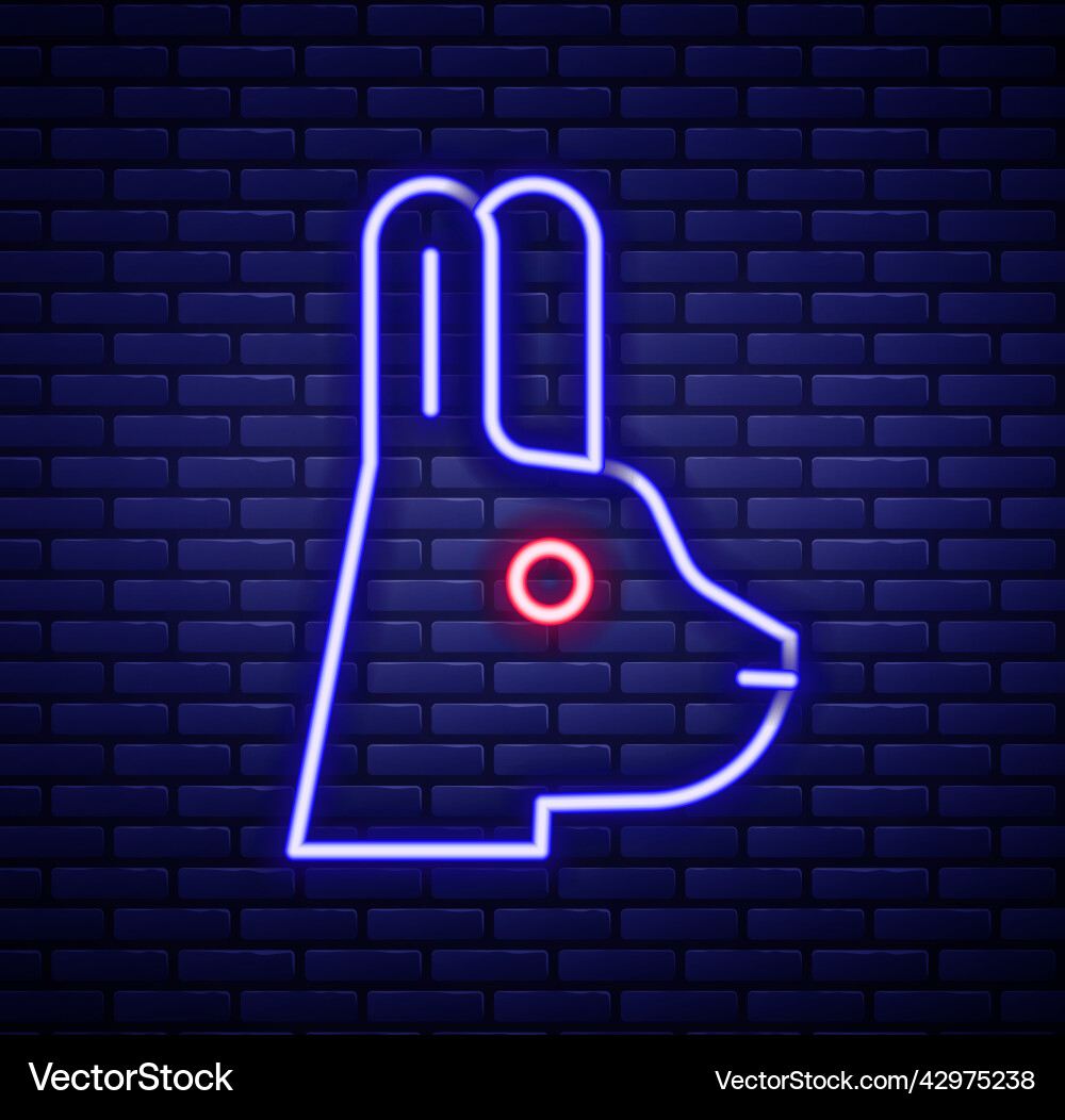 Glowing neon line rabbit with ears icon isolated Vector Image