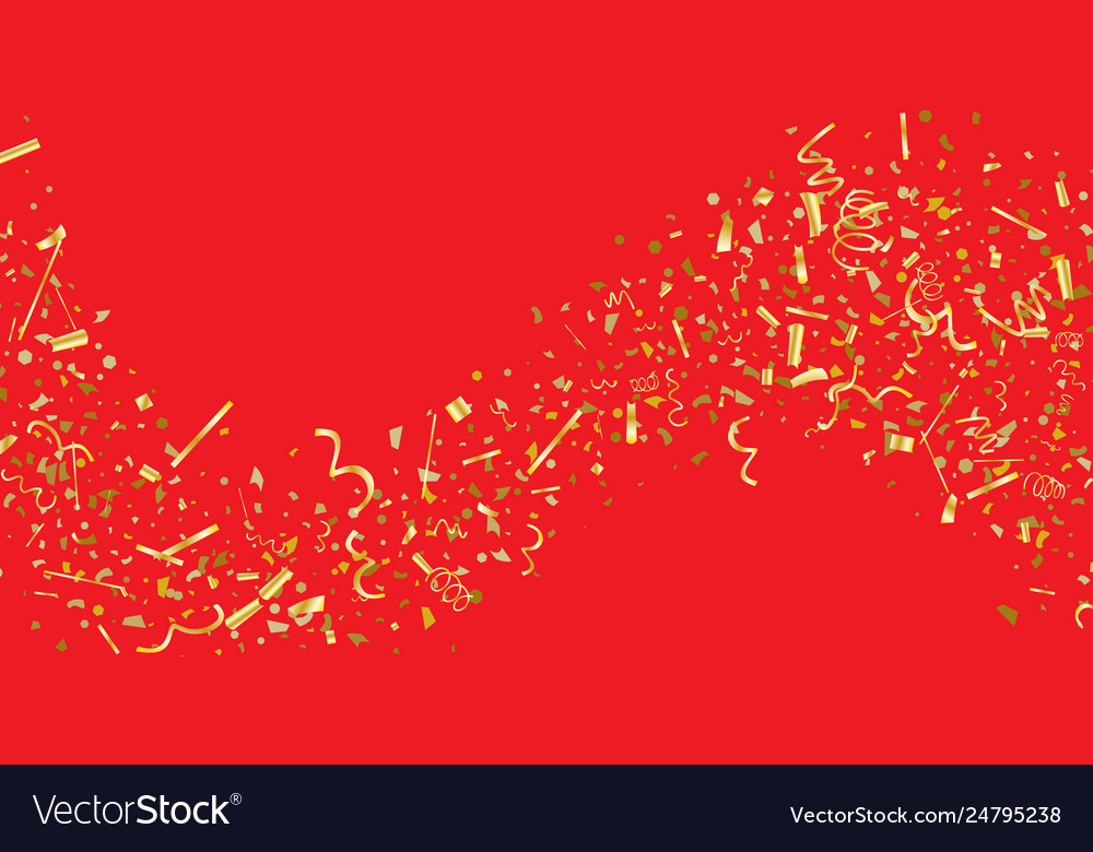 Golden Glitter Confetti On A Red Background Vector Image